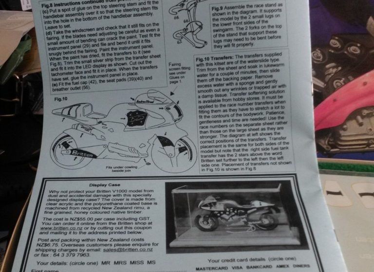 Some Assembly Required: 1994 Britten V1000 SCALE MODEL for Sale - Rare ...
